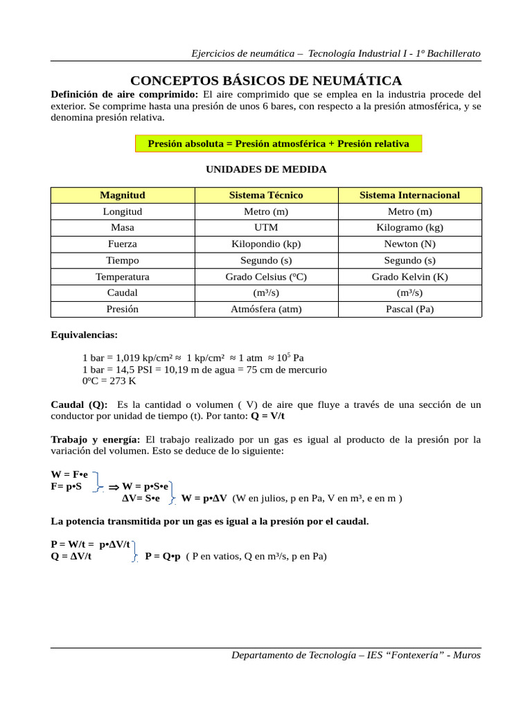 Ejercicios Neumática Leyes Gases Perfectos | PDF