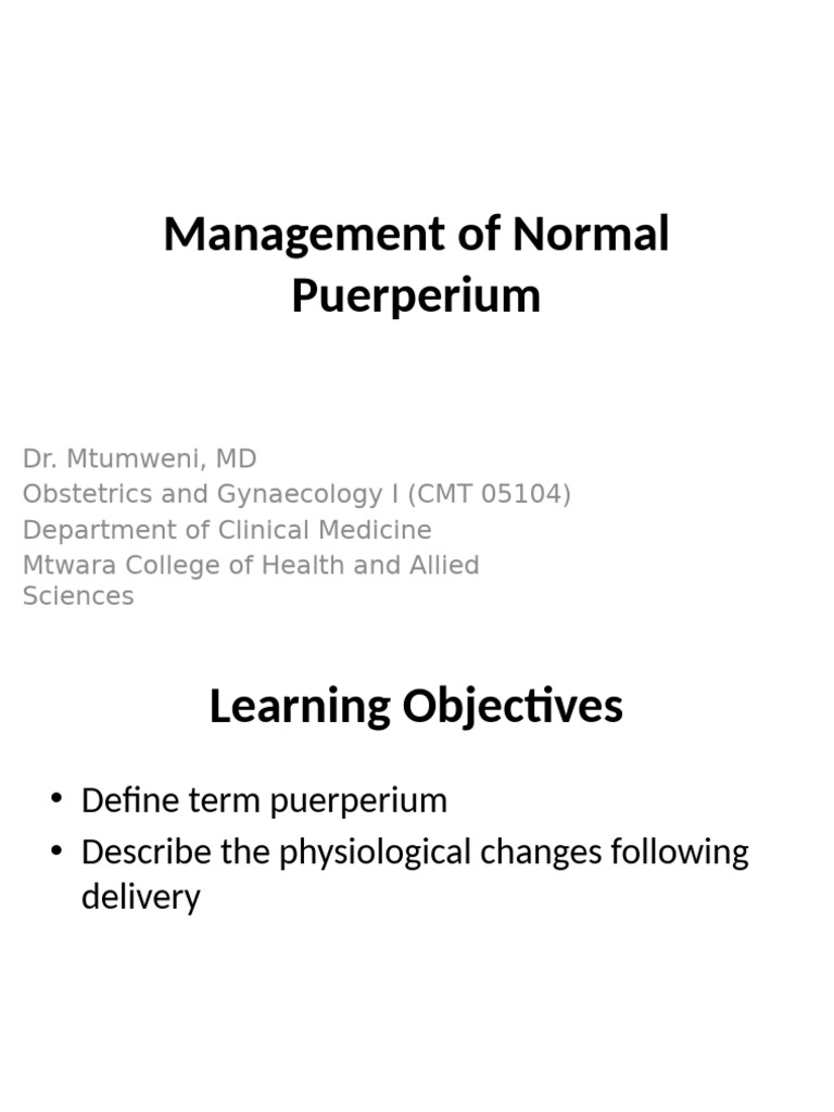 Puerperium Management and Changes | PDF | Menstruation | Wellness