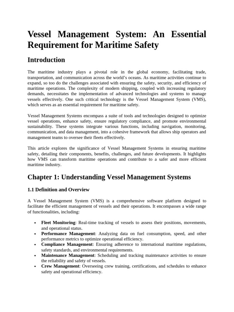 Vessel Management System - An Essential Requirement For Maritme Safety ...