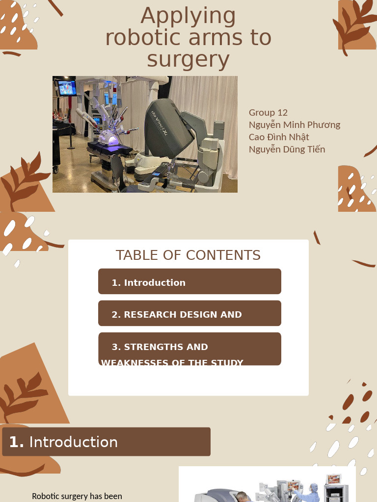 Nhóm 12 Applying Robotic Arms To Surgery | PDF