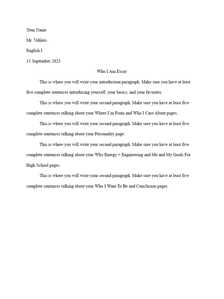 Who I Am Essay Template | PDF
