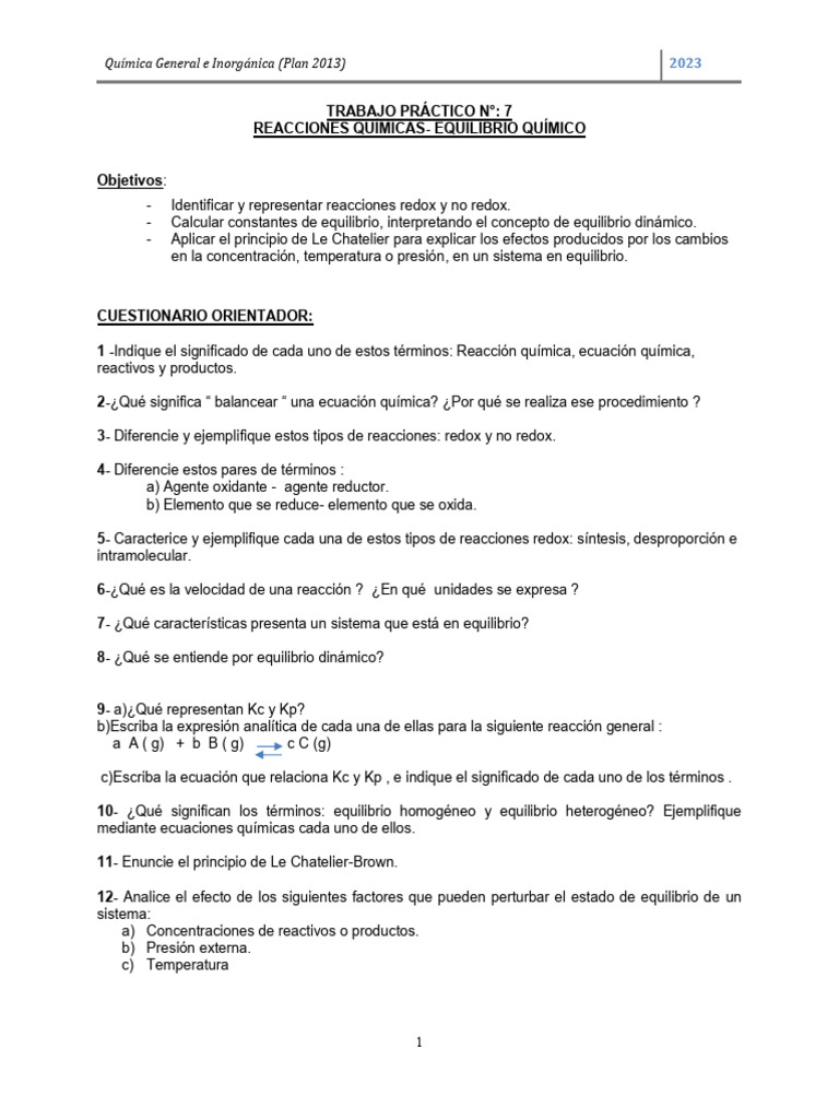 TP7 Reacciones Quimicas | PDF