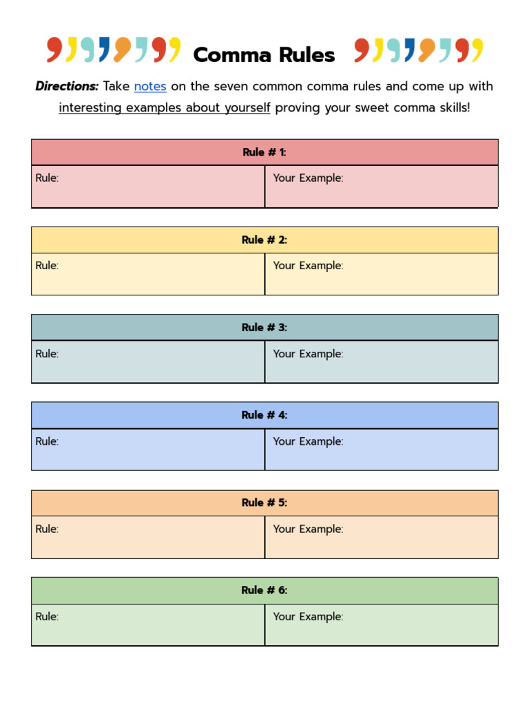 Comma Rules | PDF