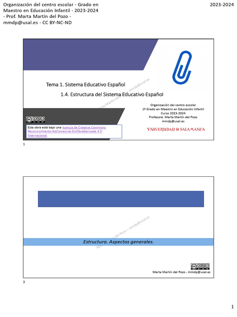 Oce 2023 2024 Tema 1 4 Estructura Sistemaeducativo Martamartin | PDF