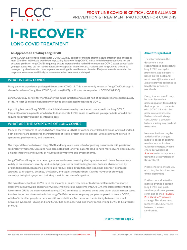 FLCCC Long COVID Protocol Summary 12-11-23 | PDF
