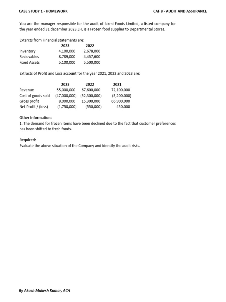 Audit Case study 1 | PDF