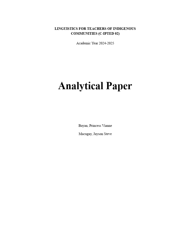 Analytic Paper | PDF