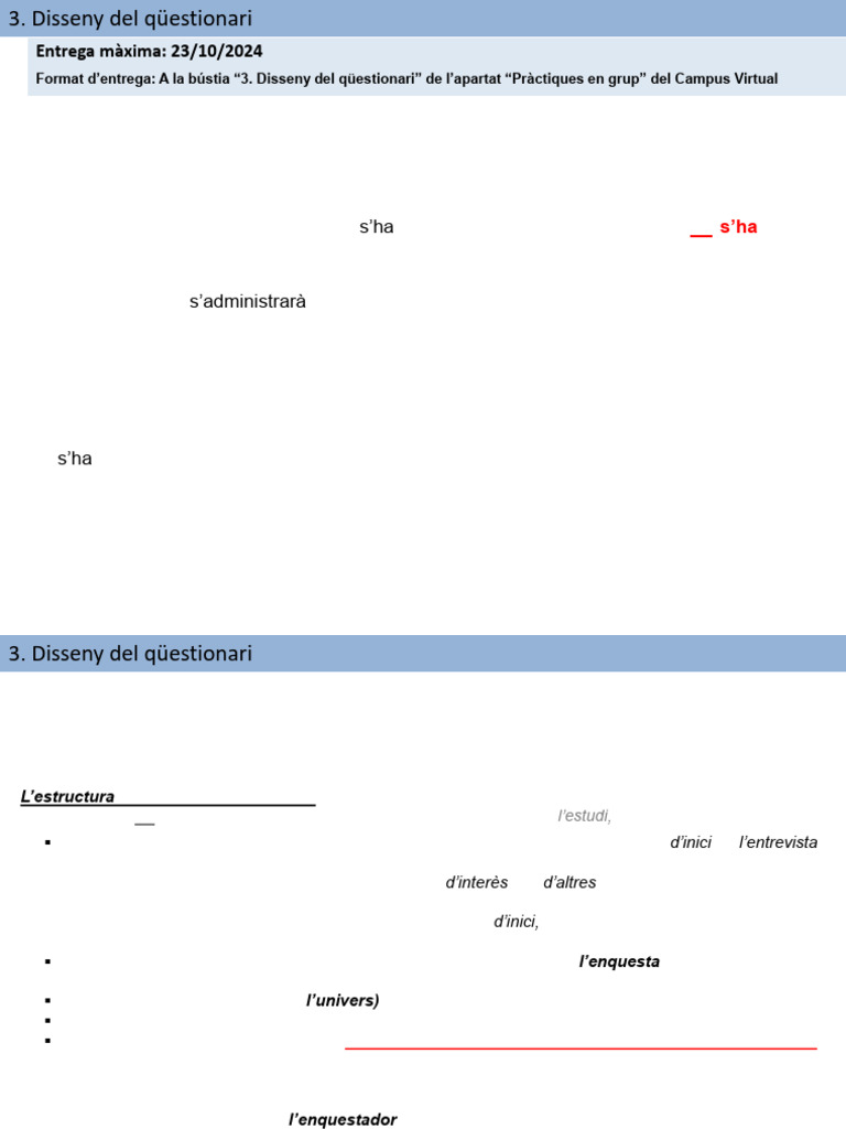 3PG - Disseny Del Qüestionari | PDF