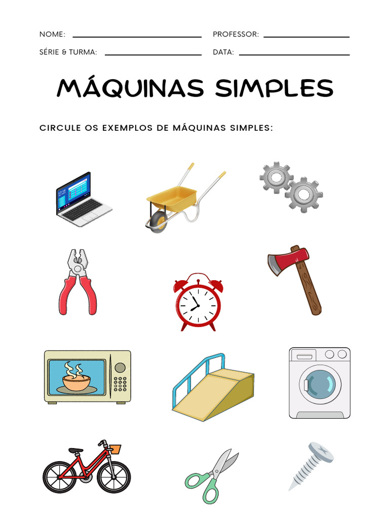 Atividade Adaptada - Máquinas Simples 7ºano | PDF