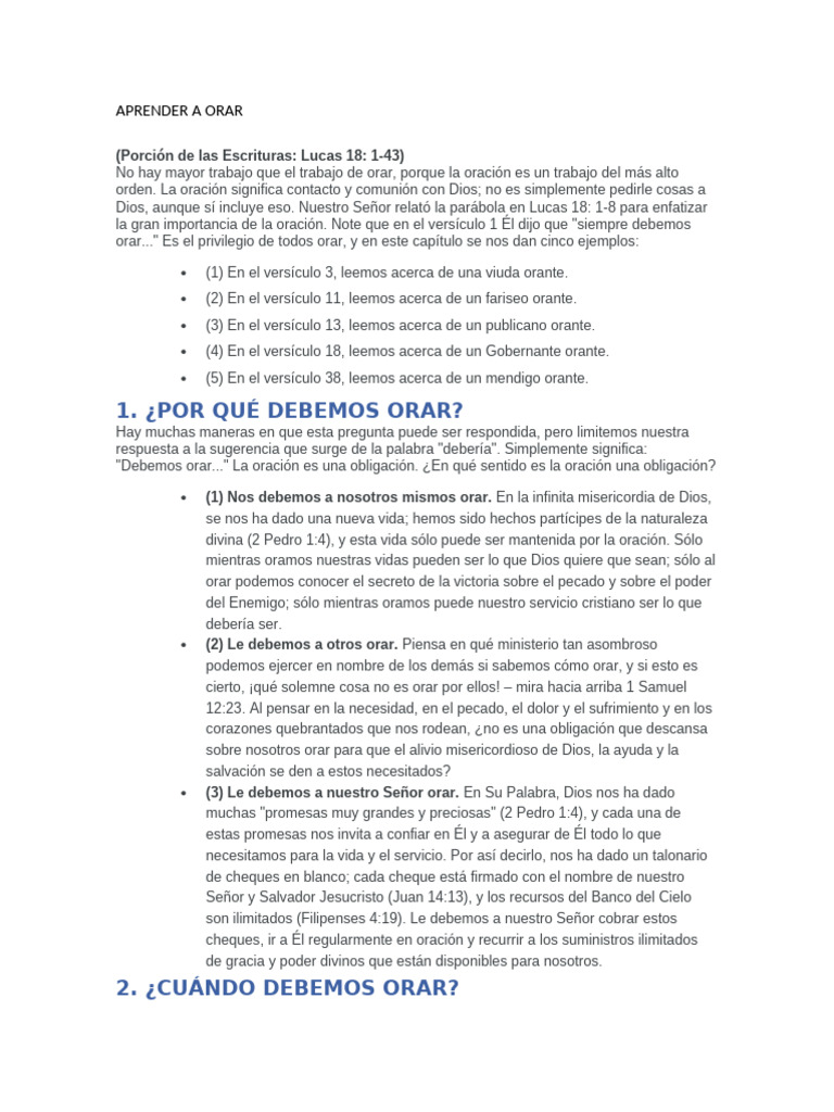 Aprender A Orar | PDF