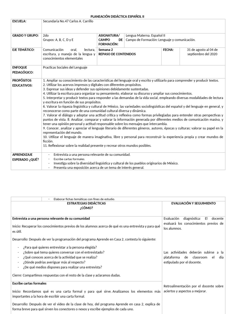 Agosto-Septiembre, Español, Segundo Grado, Claudia Valle | PDF