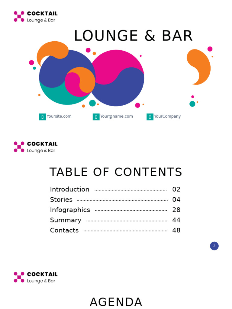 Lounge Bar PowerPoint Presentation Template | PDF
