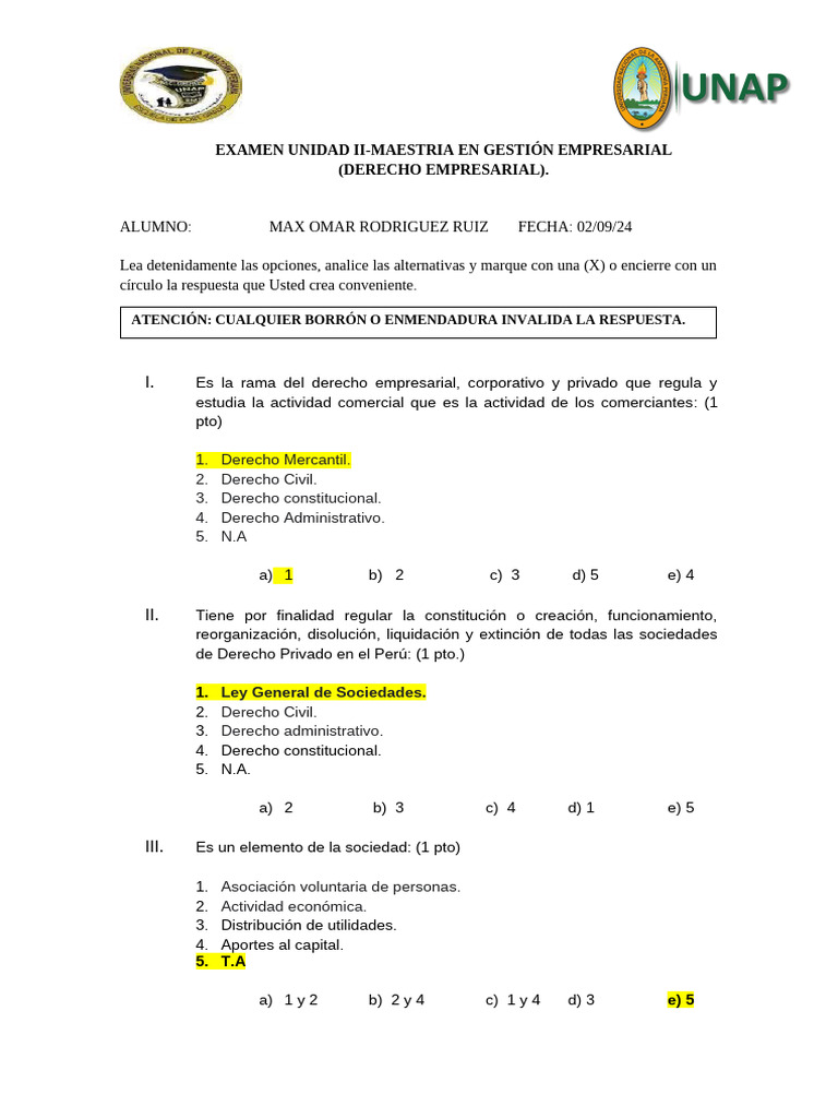 Examen de La Segunda Unidad Post Grado-2024 | PDF