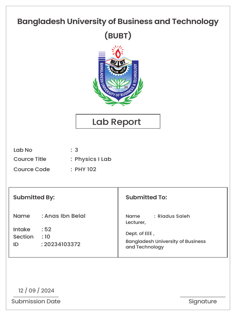 Cover Page Lab 3 | PDF