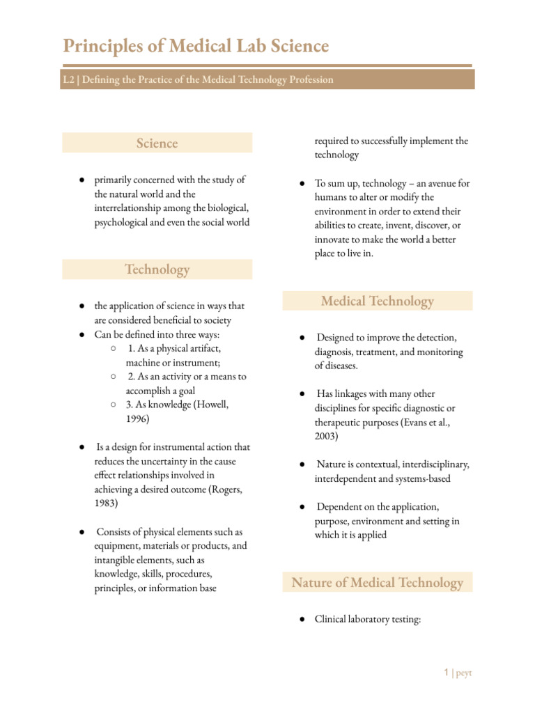 L2 - Defining The Practice of The Medical Technology Profession | PDF