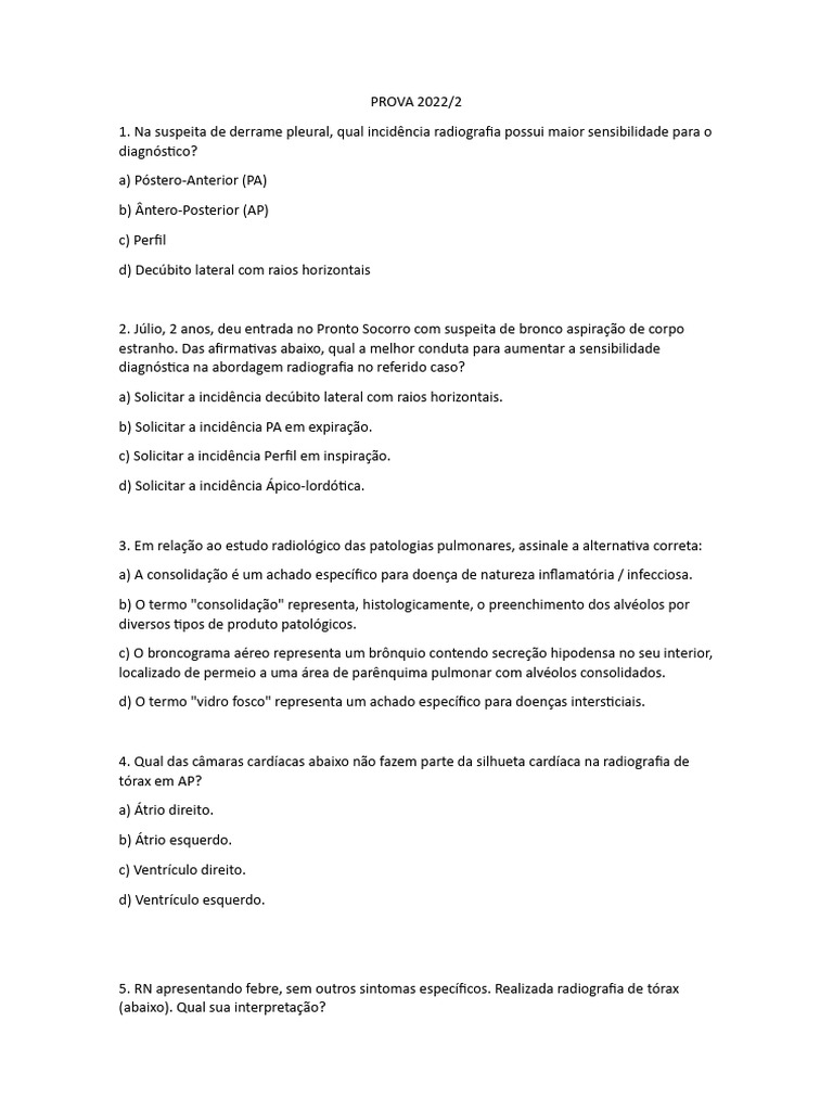 Prova Radiologia 2022 Módulo2 SR | PDF