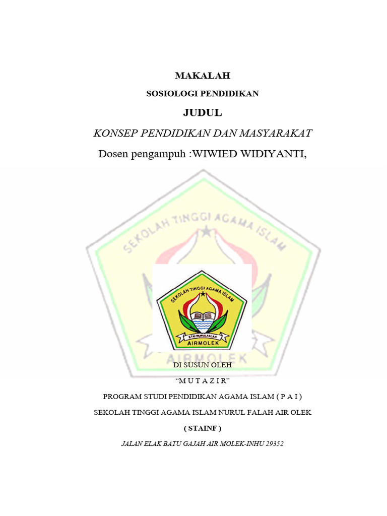 Sosiologi Pendididkan Pai 3C PDF | PDF