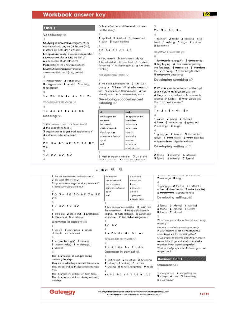GATEWAY WORKBOOK ANSWER KEY SECOND EDITION | PDF