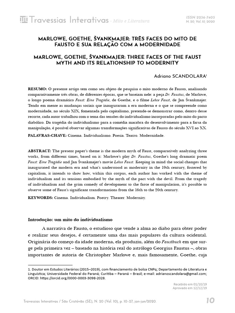 Marlowe Goethe Svankmajer | PDF