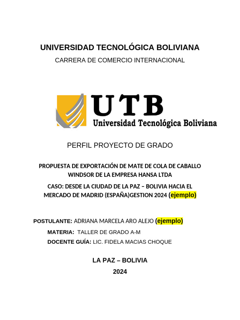 FORMATO PROYECTO DE GRADO | PDF