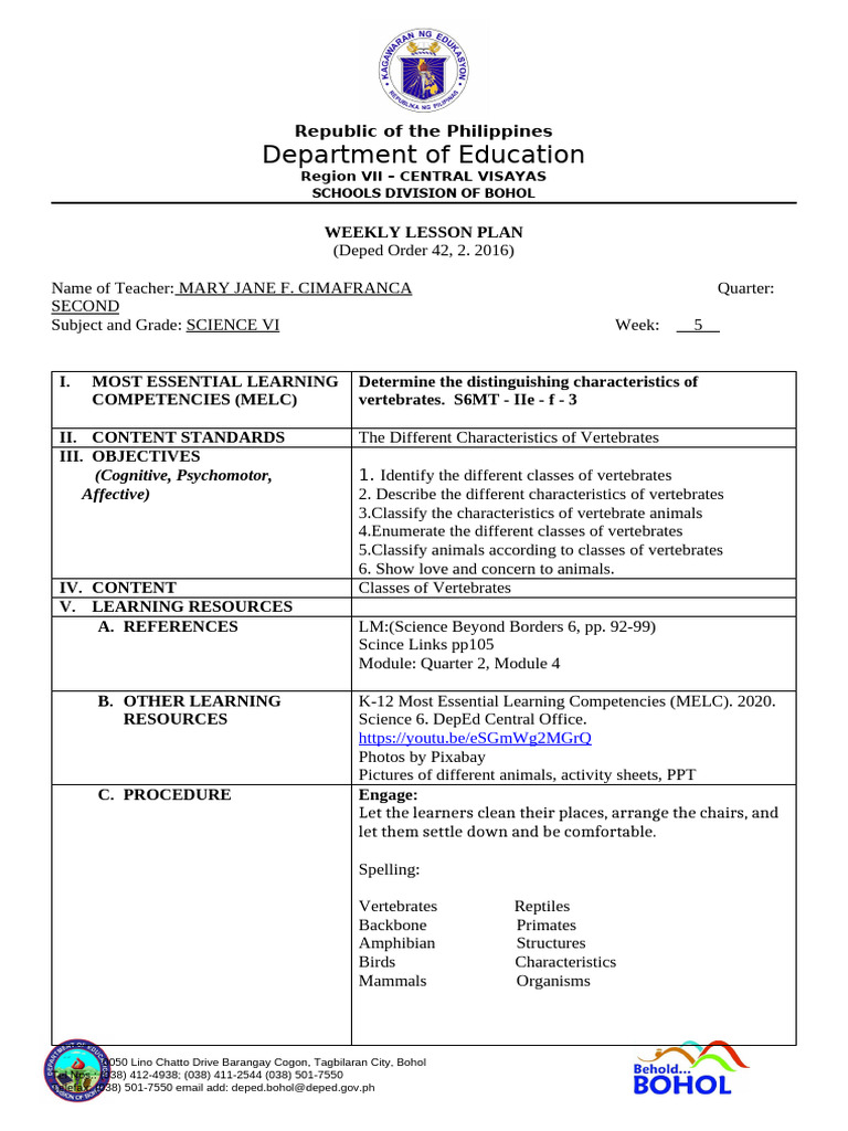 Sci6 Prototype Lesson Plan Q2 Wk5 Pdf