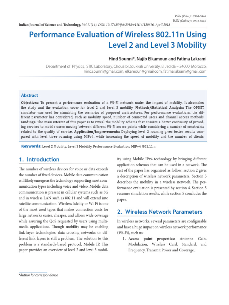 Performance Evaluation Of Wireless 802 11n Using Pdf