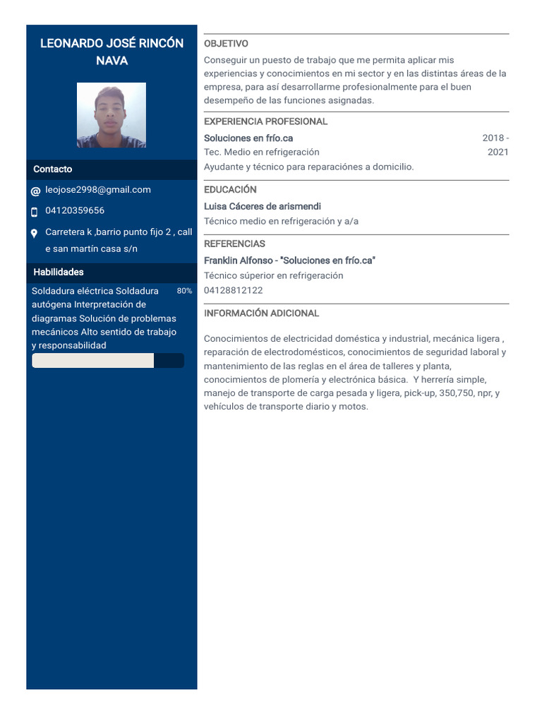 Currículum Leonardo José Rincón | PDF