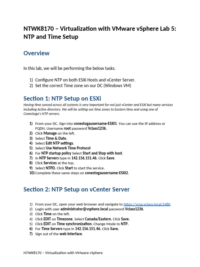 NTWK8170 - Lab5 NTP and Time Setup | PDF