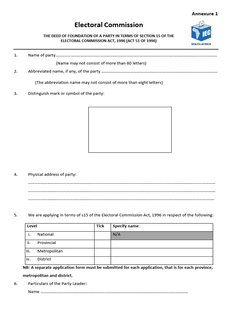 Annexure 1 - Application For Registration | PDF | Government | Justice