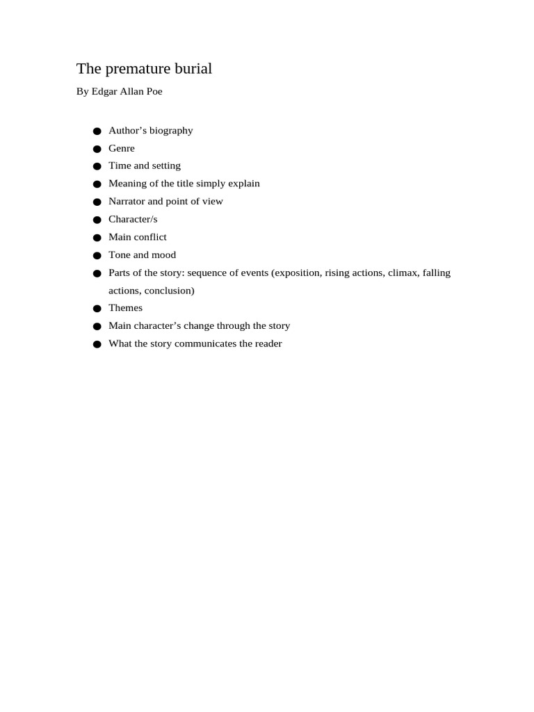 1 - The Premature Burial by Edgar Allan Poe - Tips | PDF