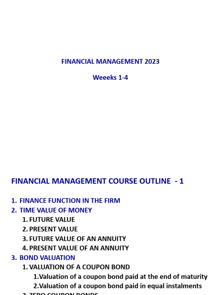FINANCIAL MANAGEMENT 2023 1-4 Weeks | PDF