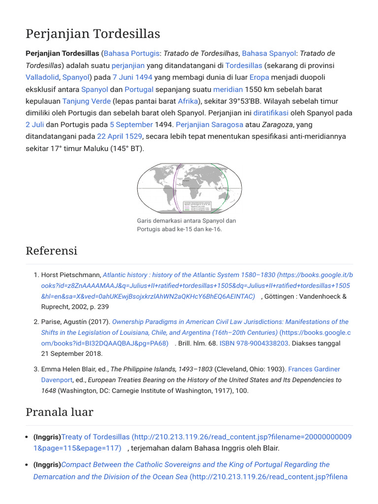 Perjanjian Tordesillas - Wikipedia Bahasa Indonesia, Ensiklopedia Bebas ...