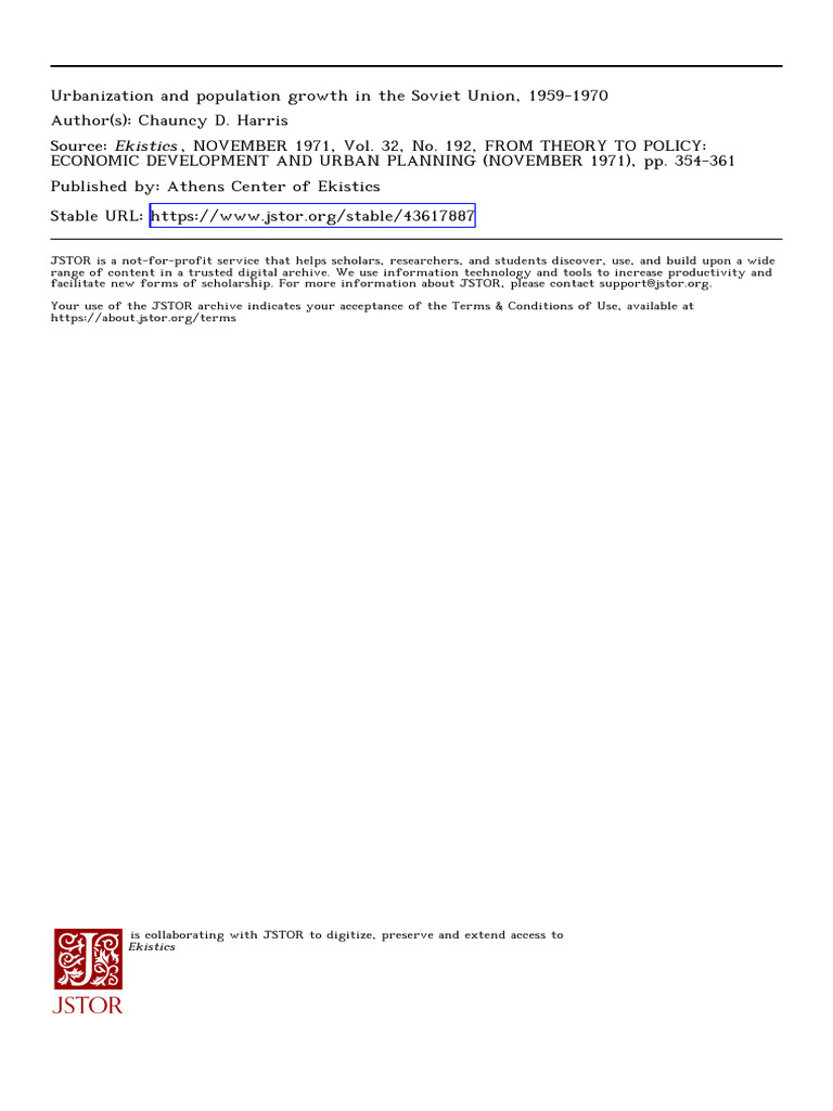 Urbanization and Population Growth in The Soviet Union, 1959-1970 | PDF