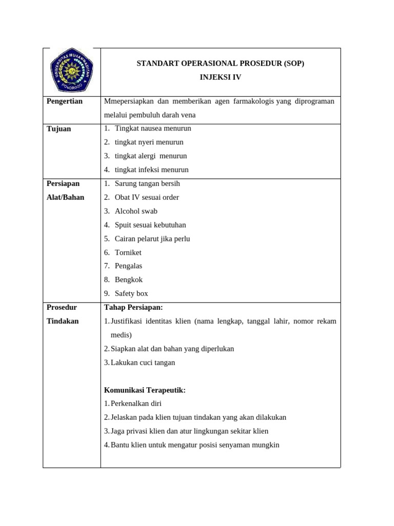 SPO Injeksi Intravena IV | PDF