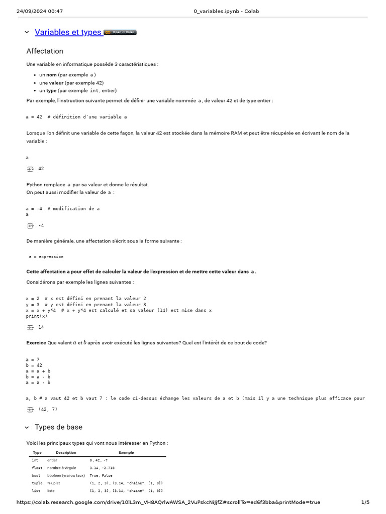 0 - Variables - Ipynb - Colab | PDF