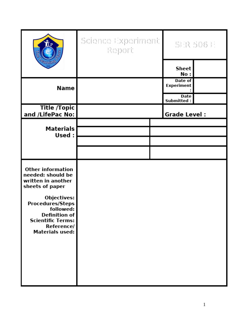 Science Experiment Report Template | PDF