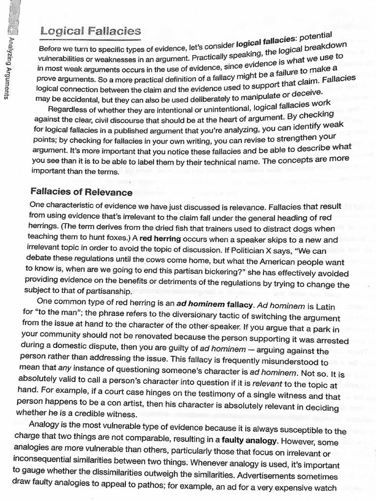Logical Fallacies With Argument Essay | PDF