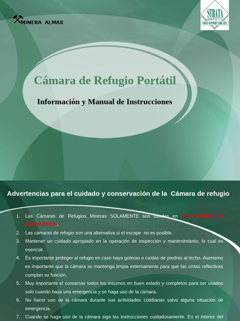 Presentacion cámara de refugio Strata | PDF