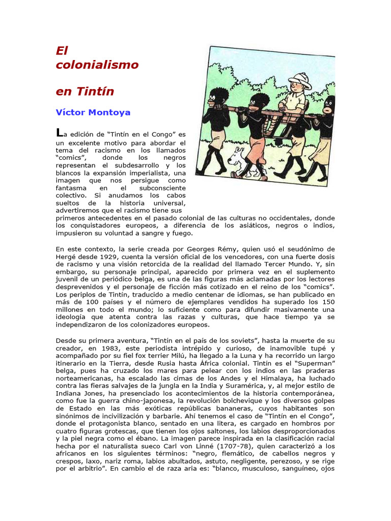 El COLONIALISMO DE TINTIN | PDF