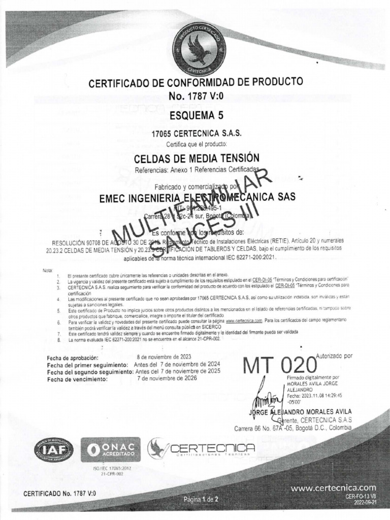 Certificado de Celda | PDF