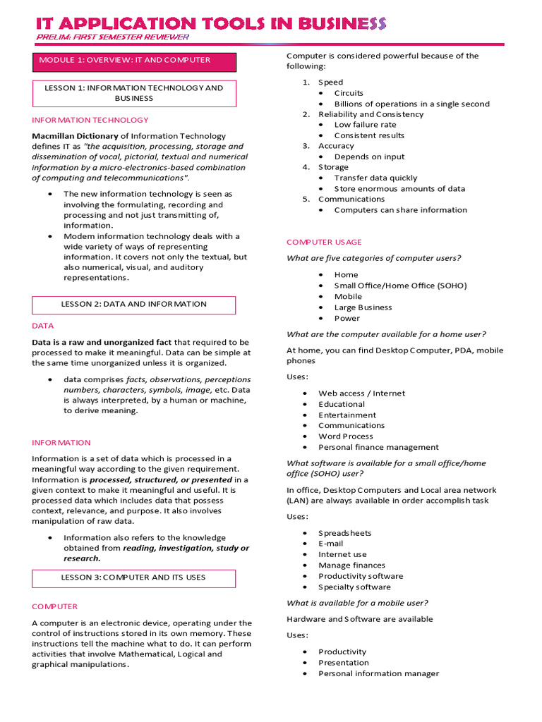 It App 1ST Sem Reviewer | PDF | World Wide Web | Computers