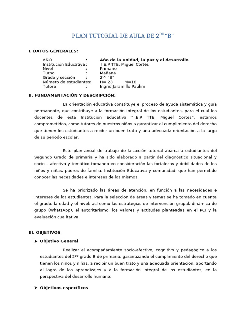 Tutoria 2do B | PDF