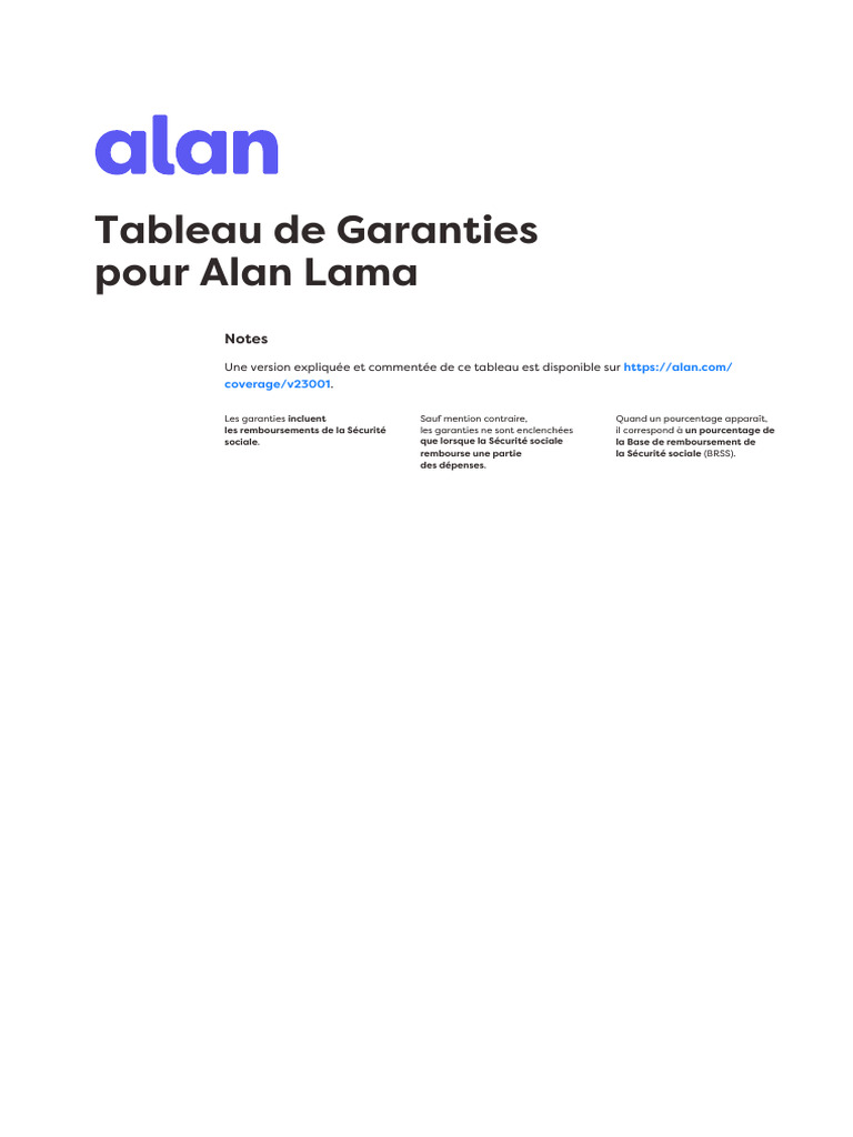 Alan - Tableau de Garanties | PDF