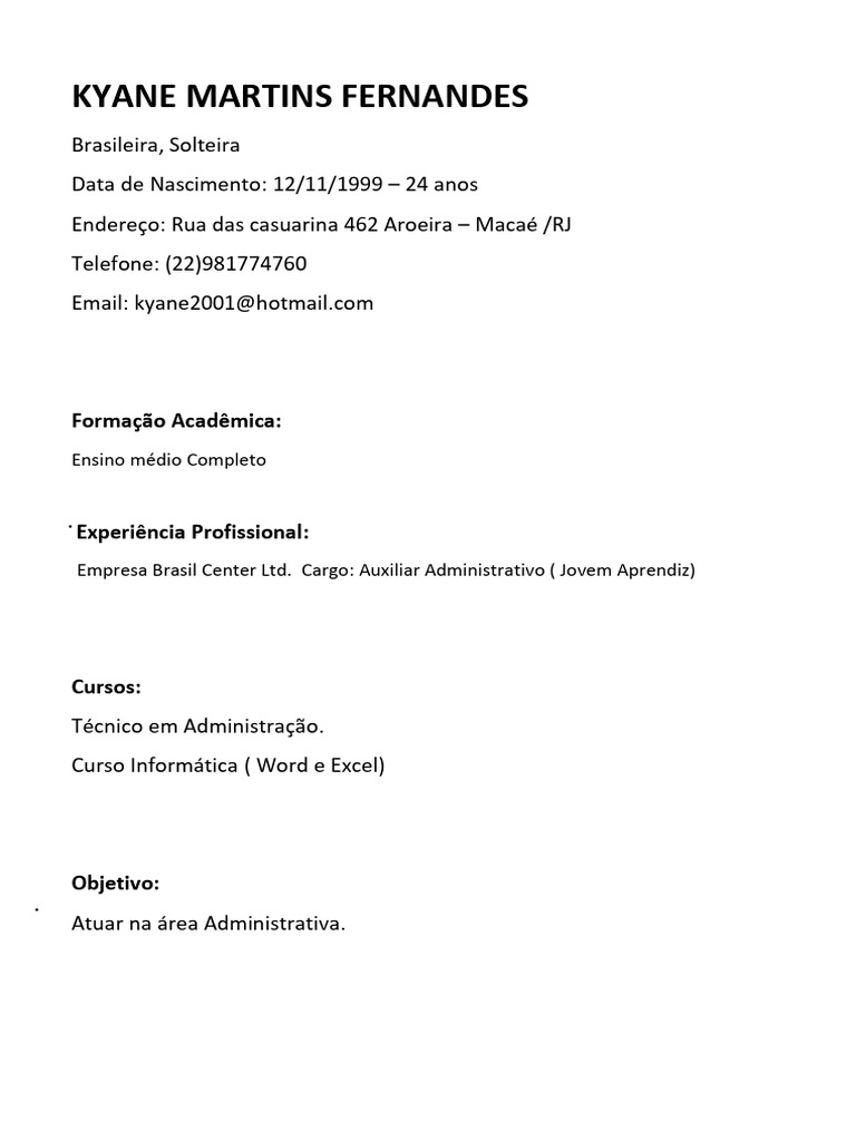 Curriculo KYANE | PDF