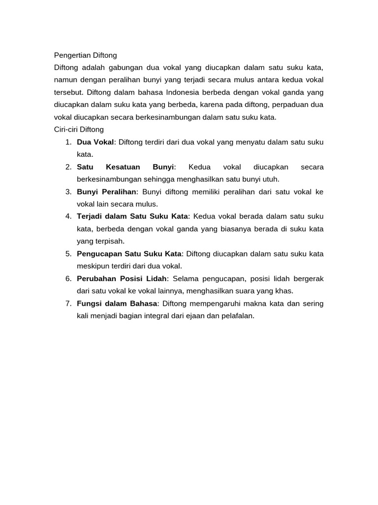 Pengertian Diftong | PDF