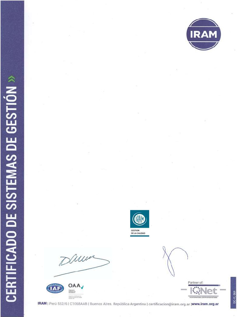 01 - Certificado IRAM ISO 9001-2015 - 2020-2023 | PDF