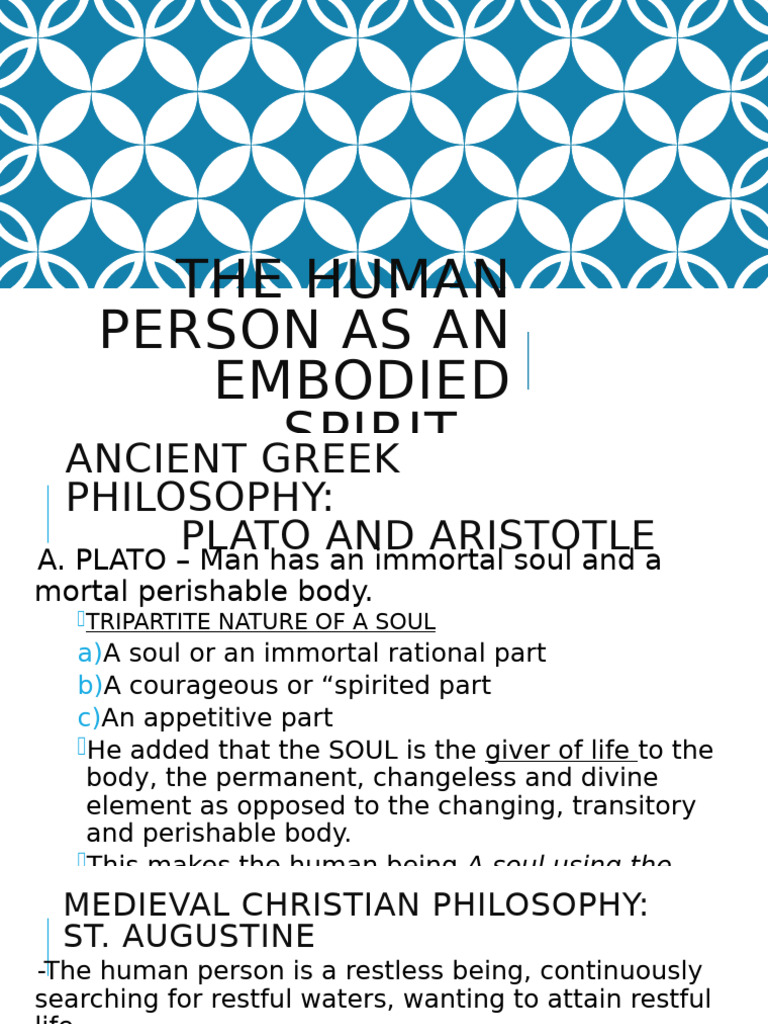 The Human Person As An Embodied Spirit | PDF