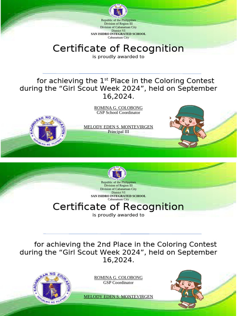 GSP Coloring Cert | PDF