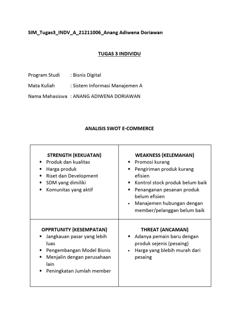 SIM Tugas3 INDV A 21211006 | PDF