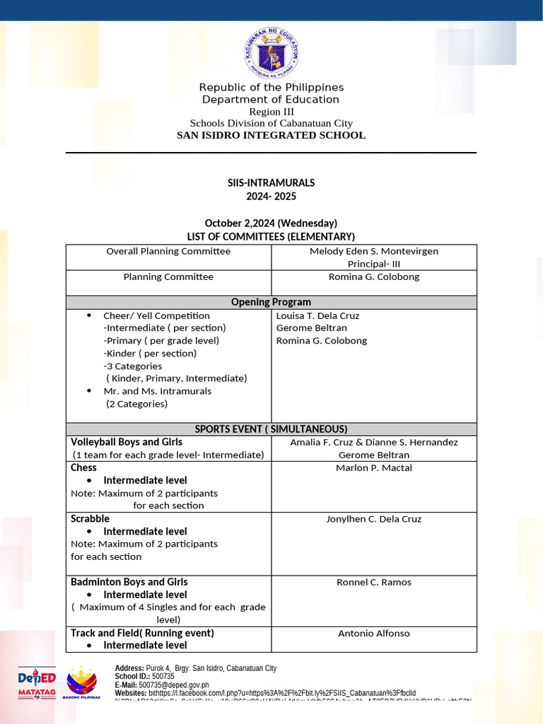 Program School Intrams | PDF
